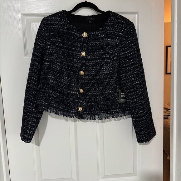 Express | Jackets & Coats | Express Black And White Tweed Jacket With ...